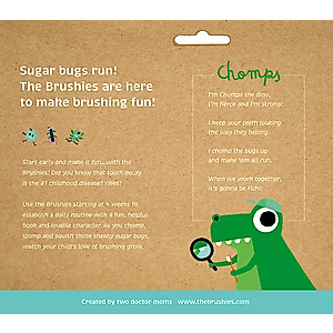 The Brushies Chomps The Dino Baby & Toddler Toothbrush & Storybook Set/Dental Item and Book/Youth Tooth & Gum Care/Ages 4 Weeks to 4 Years