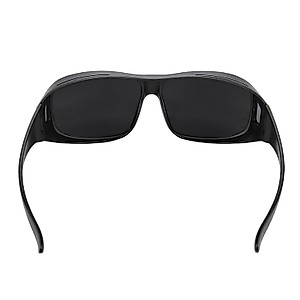 DOKOMUCHOS Super Dark Black Lens Fit Over Wraparound Sunglasses UV Protection Shades Migraine Sensitive Eyes Sunglass (Black, Black)