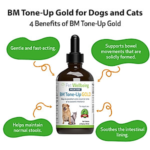 Pet Wellbeing BM Tone-Up Gold for Dogs & Cats - Vet-Formulated - Diarrhea & Loose or Runny Stools - Natural Herbal Supplement 4 oz (118 ml)