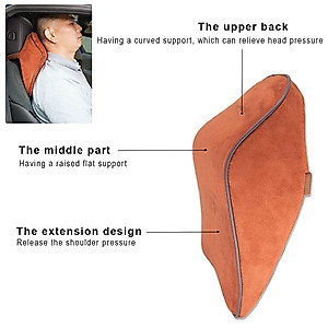 wo yuan Car Seat Headrest Neck Rest Cushion, Memory Foam Shoulder and Neck Rest Pillow for Pressure Relief (Brown)