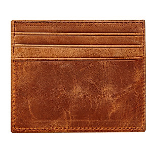 Bigardini Slim Minimalist Leather Card Wallet For Men & Women - RFID Blocking Leather Card Holder Wallets (Brown)