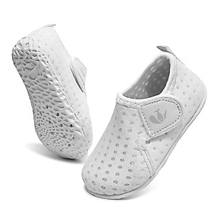 FEETCITY Water Shoes Quick Dry Barefoot Aqua Socks Swim Surf Pool Beach Yoga Shoe for Baby Boys and Girls White 12-18 Months Infant