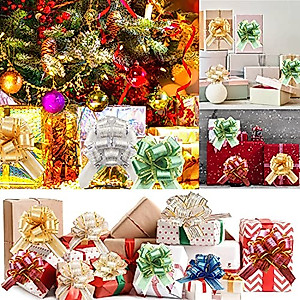 GUIFIER 20 Pack 6" Pull Bows Gift Wrapping Bows, Large Pull Bow with Ribbon, Gift Wrap Bow Knot Ribbons Present Bows, Pull Flower Ribbon Bows for Gift Baskets, Birthday, Party, Christmas - Green
