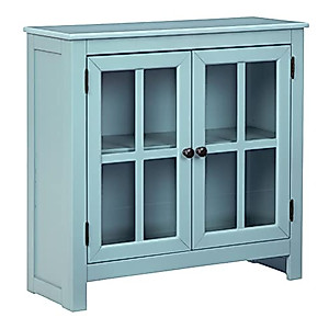 Signature Design by Ashley Nalinwood Modern Accent Cabinet with Lattice Doors, Teal Blue