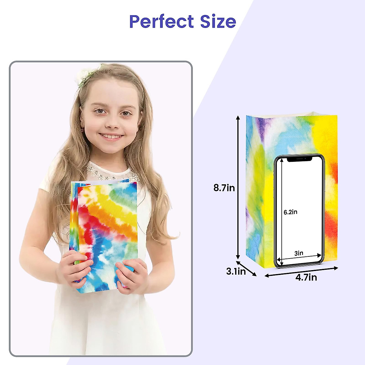 VGOODALL 54PCS Party Favor Bags, Treat Bags Goodie Bags Tie Dye Gift Bags for Kids Birthday Party Retro Party Decorations 6 Designs