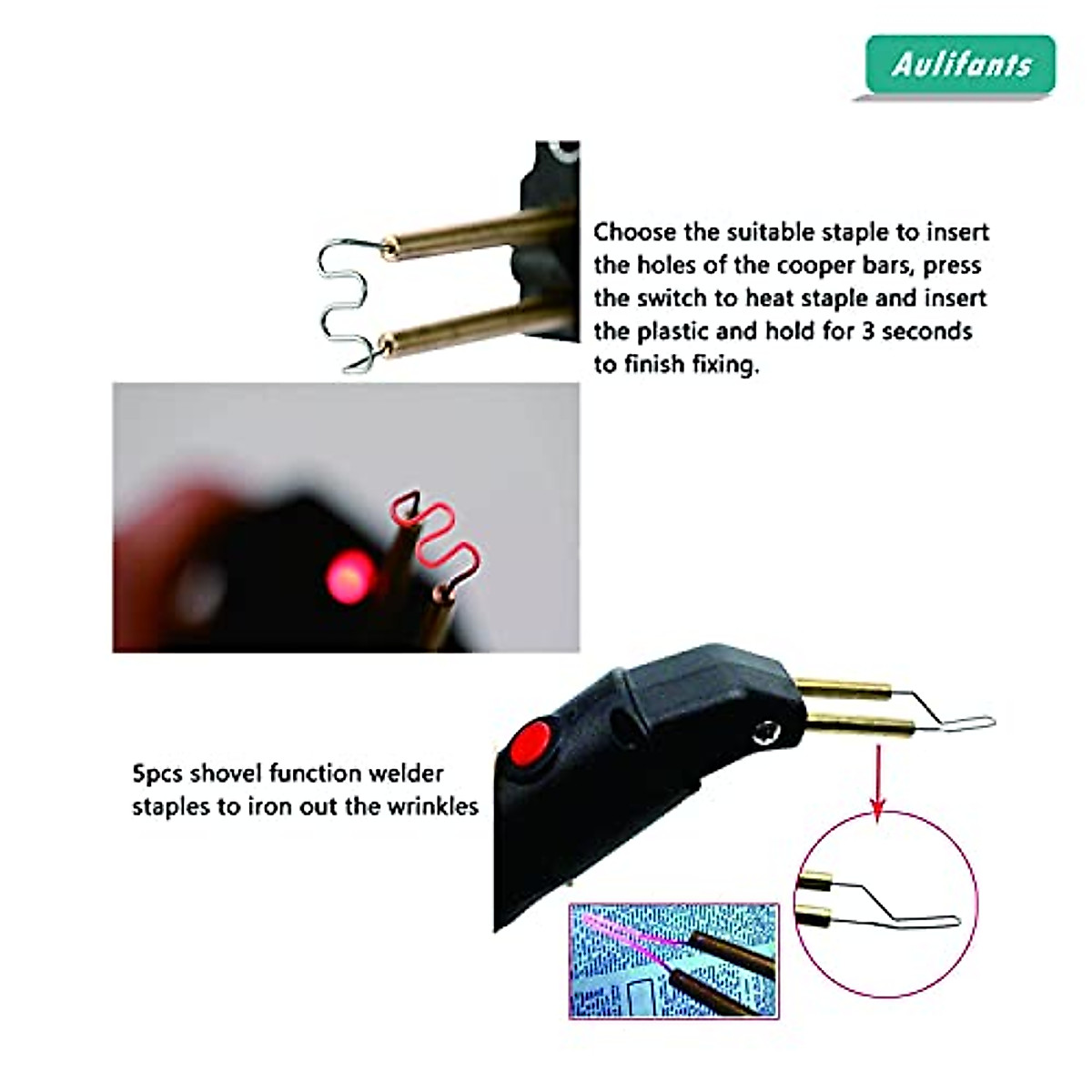 Nobrand Aulifants - Hot Stapler, Plastic Welder, Plastic Welding Kit, Plastic Welding Gun, for Plastic Repair Automotive Car Bumper, Kayak Repair with 205 Staples 50Watt