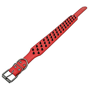 Benala 2" Black Leather Dog Collars Cool Spiked Studded Pet Dog Collar for Medium Large Dogs Pitbulls Mastiff Bully