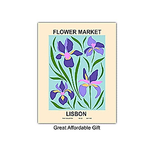 Flower Market Wall Art Prints - Flower Market Wall Decor - Abstract Minimalist Wall Art - Aesthetic Pictures - Mid Century Modern Gallery Wall Art - Museum Poster Set 8x10 - Matisse Style Prints