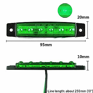 HUINENGYUAN 10PCS 3.8” 6 LED Green Indicator Light Truck Camper Side Marker Light Marine Boat Stern Light Yacht Kayak Sailboat Trailer Bus RV Clearance Light 12V DC, 2 Years Warranty