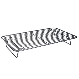 MasterClass Smart Ceramic Roasting / Cooling Rack with Non Stick Coating and Folding Legs, Carbon Steel Wire, Grey, 35.5 x 23cm