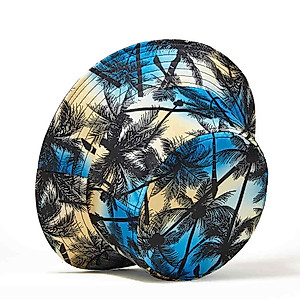 Quanhaigou Unisex Sun Hats, Fashion Beach Bucket Hat for Men Women,Summer Outdoor Boy's Girls Boonie Cap Breathable Packable (Palm Tree)