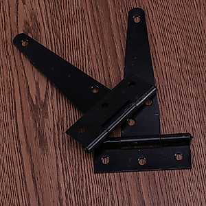Angoily 10PCS T Strap Hinges 4 Inch, Black Gate Hinges for Wooden Fences,Barn Door Gate, Iron Rustproof Barn Door Hinge Shed Door Hinges