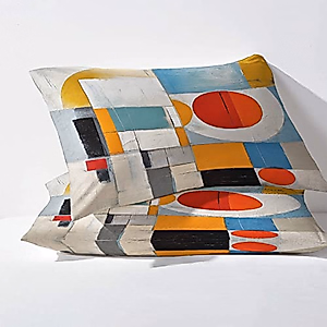 Geometric Sheets Twin Size, Kids Bed Sheets, Patterned Bedding Sheets & Pillowcases 3 Piece Set - Soft Microfiber Deep Pocket Fitted Sheet & Flat Sheet & Pillow Case D3-&-275