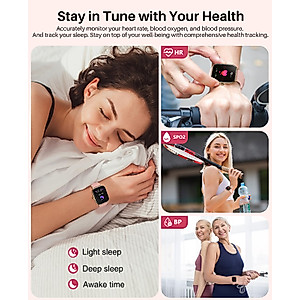 Smart Watch for Android for Women, 1.91" Touch Screen Fitness Tracker with Heart Rate Blood Oxygen Sleep Monitor, IP68 Waterproof Bluetooth Smartwatch Answer Make Call, Compatible Android iOS iPhone