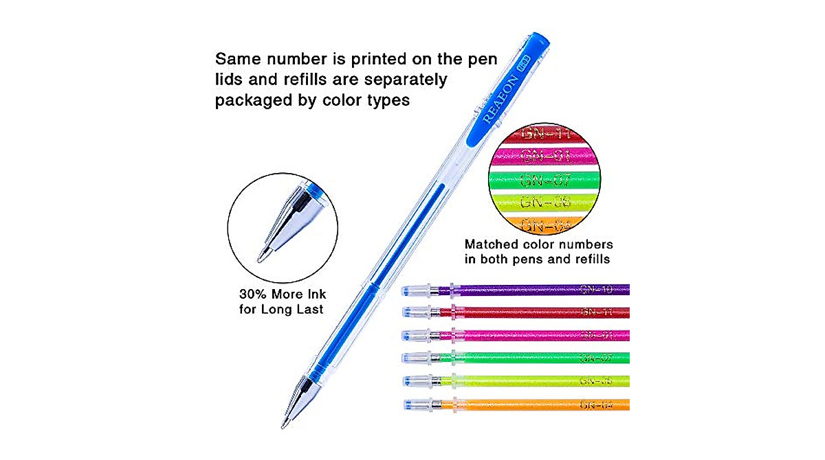 Reaeon 200 Gel Pens - 100 Colors with Refills