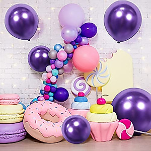 6 Pieces 36/ 18 Inch Giant Metallic Balloons Extra Large Latex Jumbo Chrome Balloons for Birthday Wedding Baby Shower Valentine's Day Party Decoration (Purple,18 Inch)