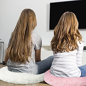 Espiraio Seat Cushion, Super Soft Comfortable Round Cushion, Non-Slip Fluffy Chair Cushion, Plush Chair Cover Chair Pads, Home Decor Cushions for Bedroom Sofa and Stools Floor Cushion 20 Inch White