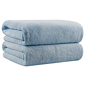 Orighty Bath Towels Set Pack of 2(27’’ x 54’’) - Soft Feel Bath Towel Sets, Highly Absorbent Microfiber Towels for Body, Quick Drying, Microfiber Bath Towels for Sport, Yoga, SPA, Fitness - Blue