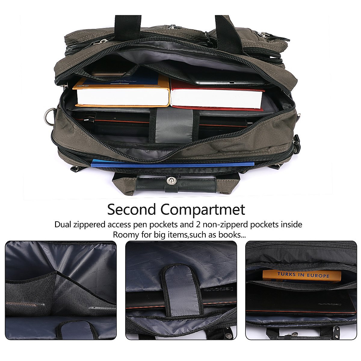 FREEBIZ 18.4 Inches Laptop Bag Multi-function Briefcase Backpack with Handle and Shoulder Strap Fits Up To 19 Inch Laptops Notebook Computer (Army Green)