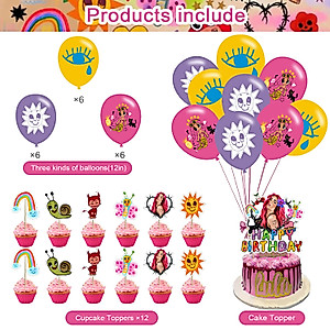 32Pcs Manana Birthday Party Decorations,Party Supply Set for Kids with 1 Happy Birthday Banner Garland , 13 Cupcake Toppers,18 Balloons for Karol G Party Supplies