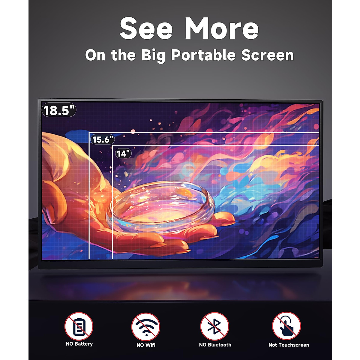 Ingnok 18.5 Inch Portable Monitor, 100% sRGB FHD Laptop Screen Extender USB C HDMI Portable Gaming Monitor w/Smart Cover & Speakers, External Monitor for Laptop Mac PC