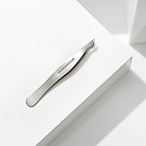 Tweezerman Stainless Steel Slanted Point Tweezer - Eyebrow Precision Tweezers, Facial And Ingrown Hair Removal (Classic Stainless)