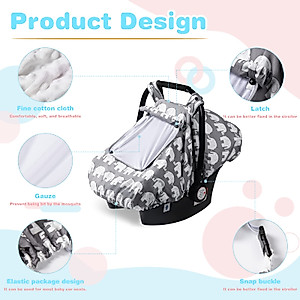 SMTTW Car Seat Covers for Babies Baby Car Seat Covers, Infant Car Canopy for Spring Summer Autumn Winter, Universal Fit, Snug Warm Breathable, Car Seat Canopy for Boys Girls (Elephant)