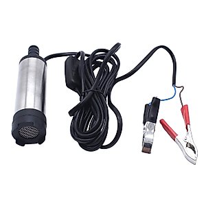 GSKMOTOR Diesel Fuel Transfer Pump 12V Stainless Steel Oil Diesel Fuel Transfer Pump 38mm Diameter Water Oil Diesel Fuel Transfer Refueling