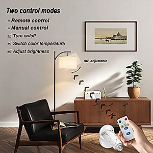 Battery Operated Cordless Floor Lamp with Remote Control For Bedroom, Dimmable Floor Lamp Modern Tall Standing Floor Lamp with Linen Lampshade For Living Room, 3 Color Temperatures LED Bulb Included