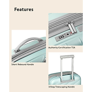 LUGGEX Carry on Luggage, Lightweight Suitcase 2 Piece with Spinner Wheels (Green, 14/20)