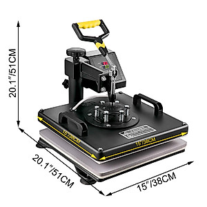 VEVOR Heat Press 15x15 Inch Heat Press Machine 6 in 1 Digital Multifunctional Sublimation Heat Presser for T Shirts Hat Mug