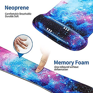 RICHEN Keyboard Wrist Rest Pad and Mouse Wrist Rest Support Mouse Pad Set,Durable & Comfortable & Lightweight for Easy Typing & Pain Relief-Ergonomic Support (Galaxy)