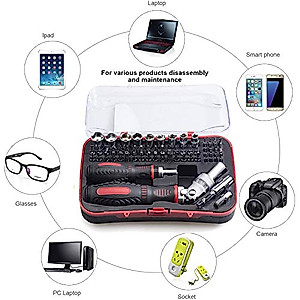 JENABOM 61 in 1 Ratcheting Screwdriver Set, Magnetic Screwdriver Bit Set with Rotatable Ratchet Handles, Sockets & Bits, Household Repair Tool Kits for Computers, Electronic Devices, Furniture