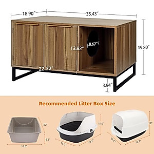 FerniTry Cat Large Litter Box Enclosure Furniture, Hidden Cat Litter Box Furniture, Kitty Litter Box Cabinet Cat Washroom Indoor Cat House as Side Table