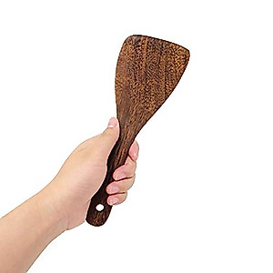 Honbay 2PCS Wooden Rice Spoon Rice Paddle Rice Cooker Spatula Kitchen Cooking Spoons for Kitchen (oblique head)