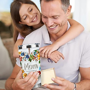 FOCIUZTA 20oz Vibrant Floral Tumbler with lid, Travel Coffee Cup, Ideal for Easter, Mother Day, and birthday gifts