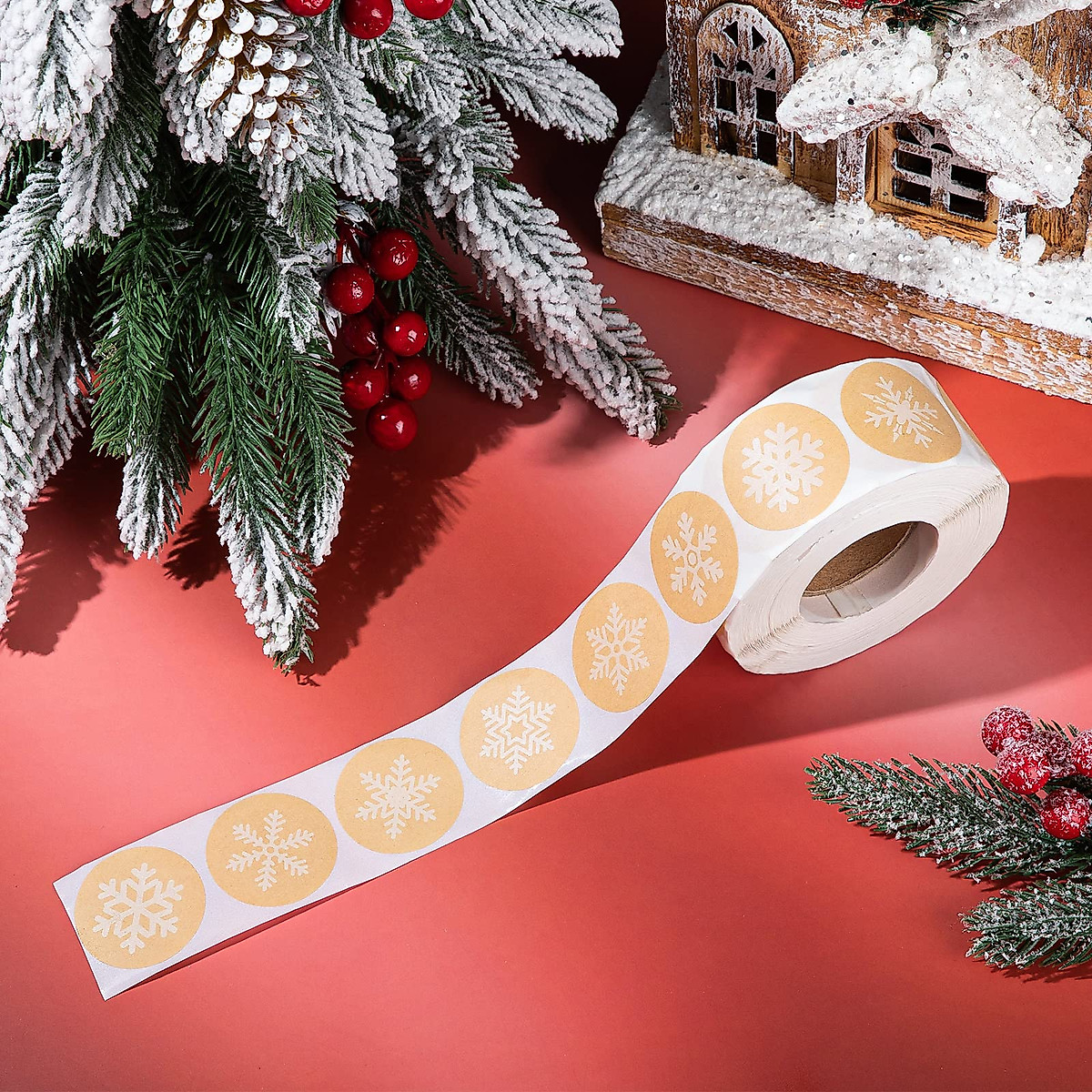 1000 Pieces 1.5 Inch Snowflake Stickers Christmas Envelope Seal Holiday Stickers Xmas Snowflake Seals Round Christmas Sticker Envelope Seal Decals for Christmas Winter Party Decor, 8 Styles