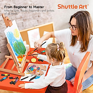 66 Pack Acrylic Paint Set, Shuttle Art Acrylic Painting Set with 30 Colors Acrylic Paint, Wooden Easel, Painting Canvas, Paint Brushes, Palettes, Art Painting Supplies for Kids Adults Beginner Artists
