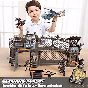 JOYIN Military Base Toys Set Including Military Base, Military Vehicles, Army Men Action Figures and Weapon Gear Accessories Military Combat Toys