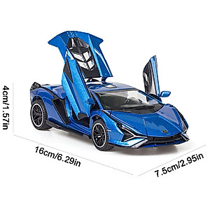 1:32 Scale Sian FKP37 Model Car Zinc Alloy Diecast Car Toys for Kids, Pull Back Toy Car Vehicle with Sound and Light Door Opening Birthday Gift for Boys Toddlers (Blue)