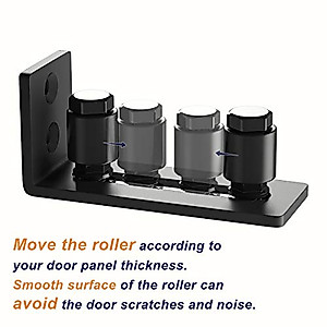 SMARTSTANDARD Sliding Barn Door Bottom Adjustable Floor Guide Roller, Black, Smoothly and Quietly, Easy to Install (2 Rollers) 2PCS