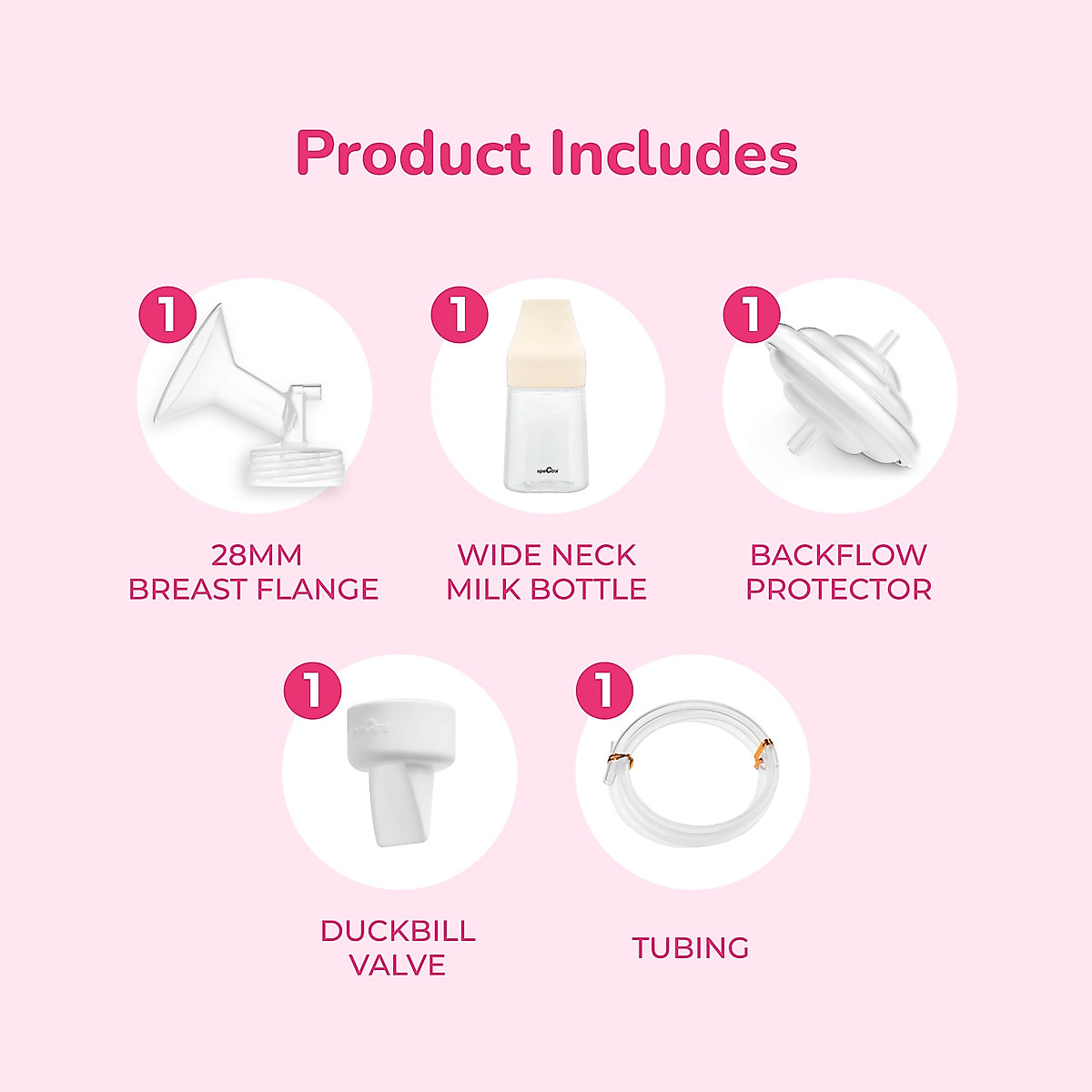 Spectra - Premium Breast Milk Pump Accessory Kit with Baby Bottles - Large 28mm - Breast Pump Accessories