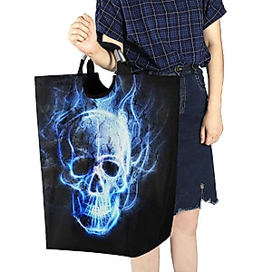 Sletend Skull Large Laundry Basket with Handle Foldable Durable Clothes Hamper Laundry Bag Toy Bin