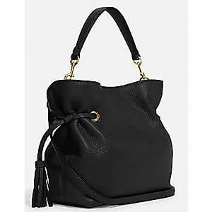 COACH Women's Andy Leather Tassle Crossbody Bag Handbag - Black