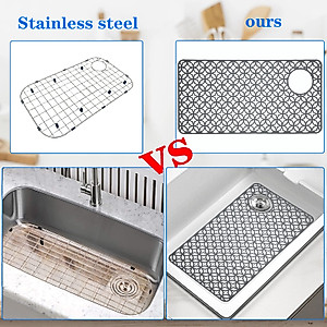 QKVCX Sink Protectors for Kitchen Sink,28.25''x 14.2'' Sink Protectors for Kitchen,Sink Drainage Mat- Non-slip Sink Mat for Bottom of Kitchen Farmhouse Porcelain Sink Kitchen Sink Grid Accessory.