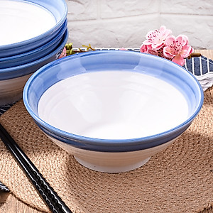 Swlthwen Japanese Vintage Style Ceramic Noodle Ramen Bowls Set of 4, 30.5 OZ Porcelain Noodle Soup Bowls