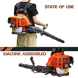 Backpack Leaf Blower Gas Powered - 52CC 550CFM 2 Stroke Backpack Gas Powered Leaf Blower, Grass Lawn Blower Air Cooling Gasoline Backpack Grass Blower, Backpack Snow Blower for Garden (52CC)