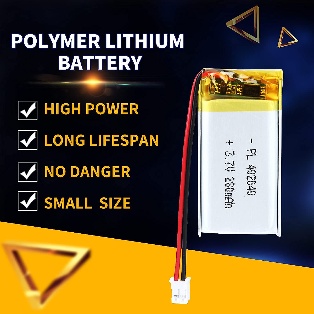 AKZYTUE 3.7V 402040 280mAh Lipo battery Rechargeable Lithium Polymer ion Battery Pack with PH2.0mm JST Connector