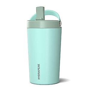 Hydrapeak Junior 14oz Insulated Kids Water Bottle with Straw Lid - Stainless Steel Double Walled and Leak-Proof Insulated Kids Water Bottle for School (Grey/Cloud)