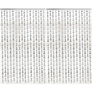 Bachelorette Party Decorations 2 Packs Silver Fringe Curtains Bridal Shower Decorations Wedding Decor Party Silver Backgrounds (2 Pack 3.2 x 6.6 ft)